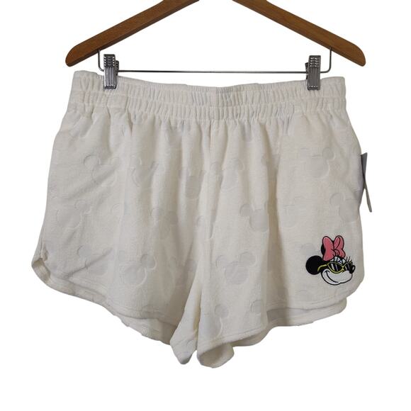 Disney | Shorts | Disney Minnie Mouse Shorts Womens Large White Terry ...